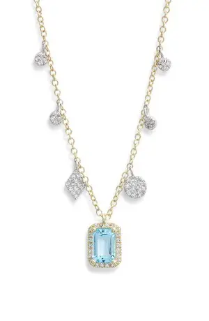 Meira T 14k Gold Diamond Pavé Blue Pendant Necklace - Topaz