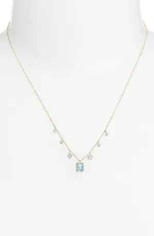 Meira T 14k Gold Diamond Pavé Blue Pendant Necklace