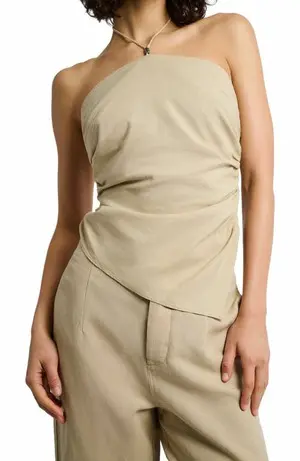Onia Air Linen Asymmetrical Halter Top