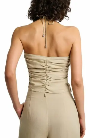 Onia Air Linen Asymmetrical Halter Top