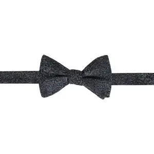Trafalgar Esteban Scrolling Vines Silk Bow Tie - Silver And Black