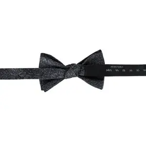 Trafalgar Esteban Scrolling Vines Silk Bow Tie - Silver And Black