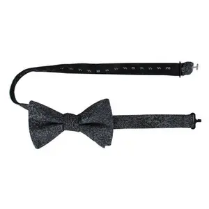 Trafalgar Esteban Scrolling Vines Silk Bow Tie - Silver And Black