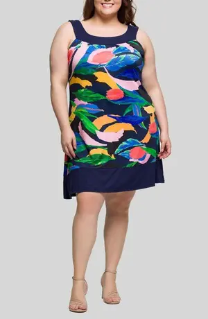 24SEVEN COMFORT APPAREL Printed Sleeveless Sheath Dress