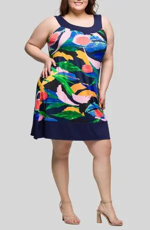 24SEVEN COMFORT APPAREL Printed Sleeveless Sheath Dress