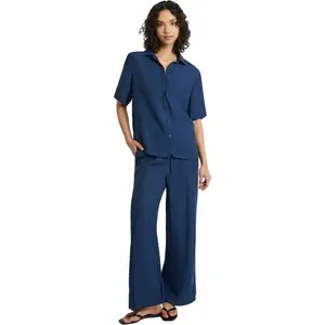 Onia Crinkle Oversized Short Sleeve Shirt - Deep Navy