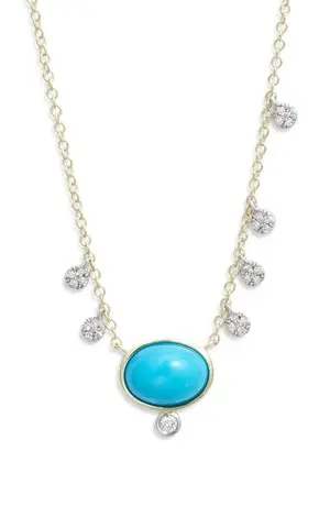 Meira T 14k Gold Diamond Pavé Charms Pendant Necklace - Turquoise