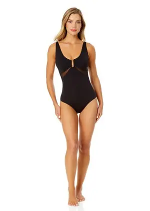 ANNE COLE Mesh Insert One Piece Swimsuit