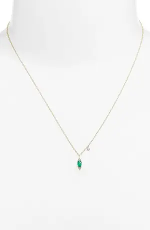 Meira T Emerald & Diamond Marquise Necklace