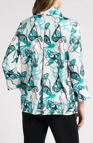 Ming Wang Abstract Print Button-up Shirt