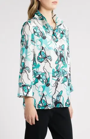 Ming Wang Abstract Print Button-up Shirt