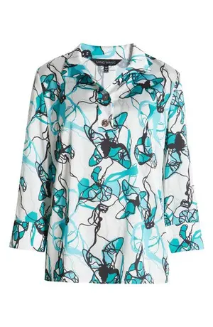 Ming Wang Abstract Print Button-up Shirt