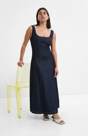 MARCELLA Melrose Denim Maxi Dress