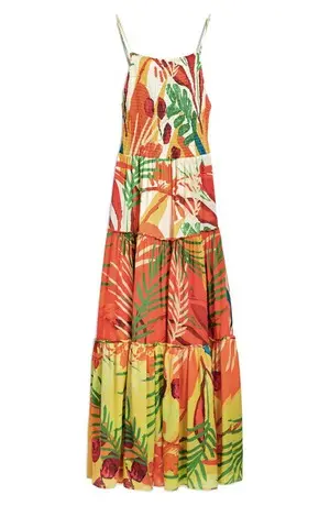 Desigual Smocked Bodice Tiered Maxi Dress