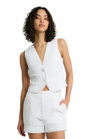 Onia Air Linen Relaxed Vest - White