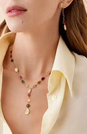 Marco Bicego Lunaria Tourmaline & Pavé Diamond Y-necklace In 18k