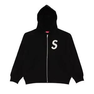 Supreme Logo Zip Up Hooded Sweatshirt - Black