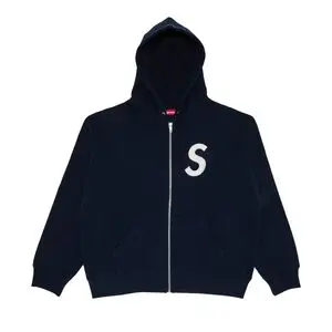 Supreme Logo Zip Up Hooded Sweatshirt - Blue