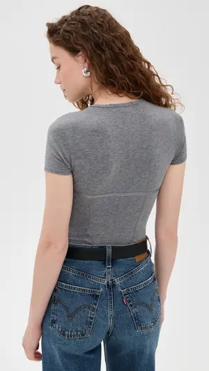 FLEUR DU MAL T-shirt Thong Bodysuit - Grey