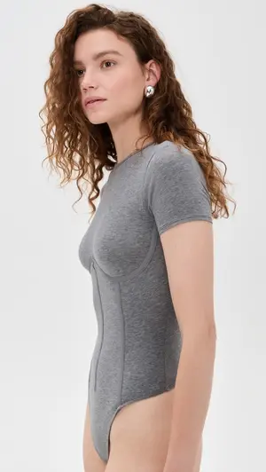FLEUR DU MAL T-shirt Thong Bodysuit - Grey