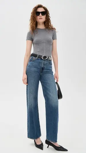 FLEUR DU MAL T-shirt Thong Bodysuit - Grey