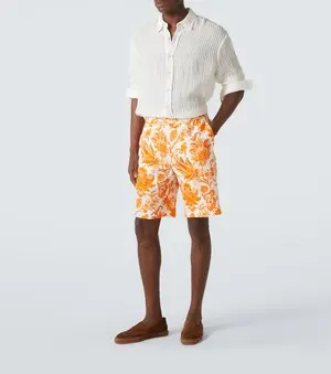 Etro Paisley Linen Bermuda Shorts