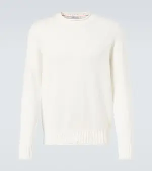 Brunello Cucinelli Cotton Long-sleeved Sweater - White