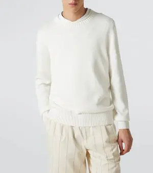 Brunello Cucinelli Cotton Long-sleeved Sweater - White