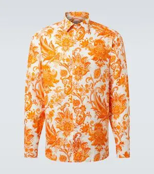 Etro Roma Paisley Linen Shirt - Orange