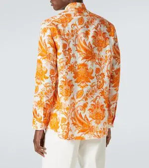 Etro Roma Paisley Linen Shirt - Orange
