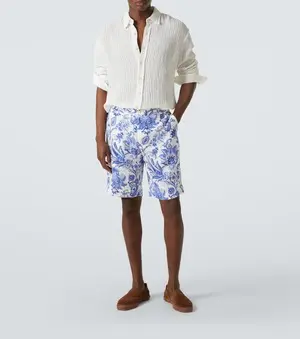 Etro Paisley Linen Bermuda Shorts