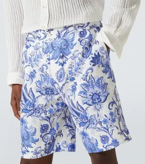 Etro Paisley Linen Bermuda Shorts