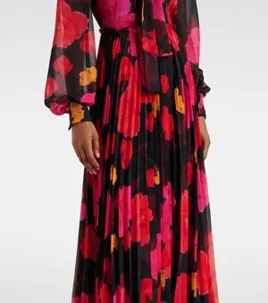 Erdem Floral Pleated Voile Gown - Multicoloured