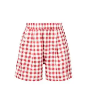 Asceno Gingham Linen Shorts - Red