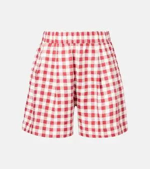 Asceno Gingham Linen Shorts - Red