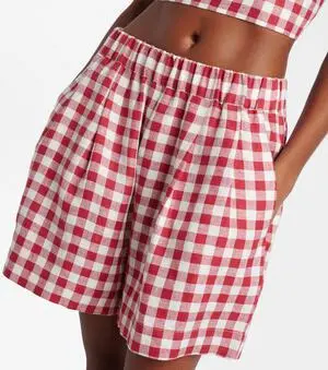 Asceno Gingham Linen Shorts - Red