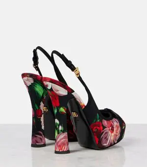 Dolce & Gabbana Vally 105 Floral Slingback Pumps - Multicoloured