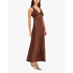 OMNES Aurelia Lace-trim Maxi Dress - Brown