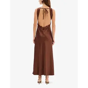 OMNES Aurelia Lace-trim Maxi Dress - Brown