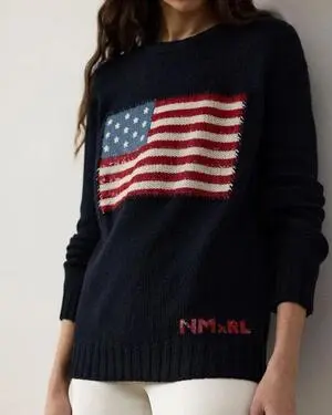 Ralph Lauren Sequin Flag Cashmere Sweater