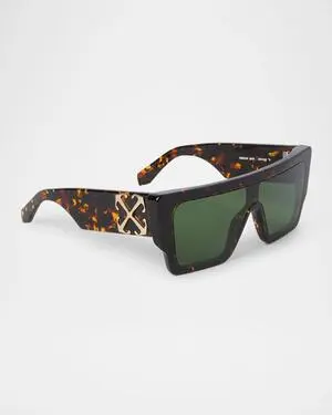 Off-White Marion Rectangle Shield Sunglasses - Havanagreen