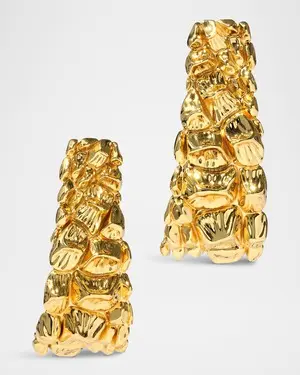 Alexis Bittar Brut Croco Hoop Earrings - Gold
