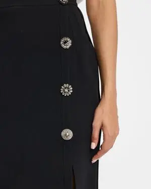 Dice Kayek Crystal Button Wrap Pencil Skirt - Black