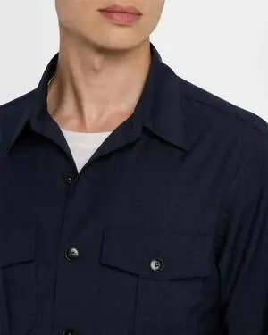 Canali Apos;s Wool Overshirt - Navy