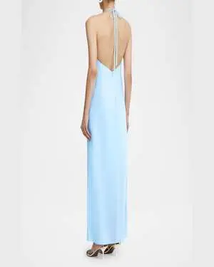 short red halter dress Open Back Halter Stretch Short Dress