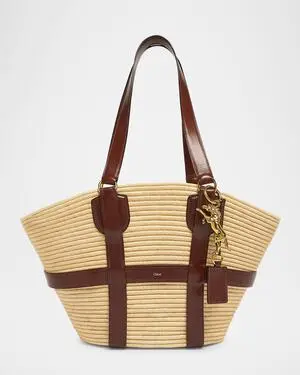 Chloé Kerala Large Basket Tote Bag - Dark Ebony