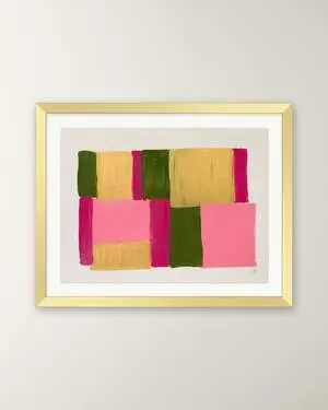 RFA FINE ART Golden Peony 1" Framed Acrylic Painting Deborah Fine