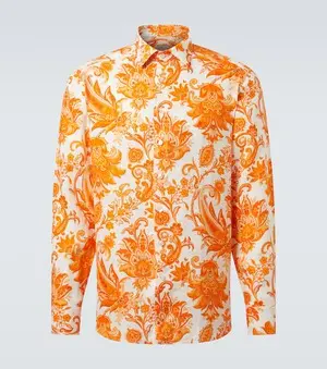 Etro Roma Paisley Linen Shirt - Orange