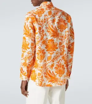 Etro Roma Paisley Linen Shirt - Orange