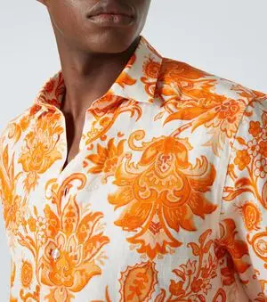 Etro Roma Paisley Linen Shirt - Orange